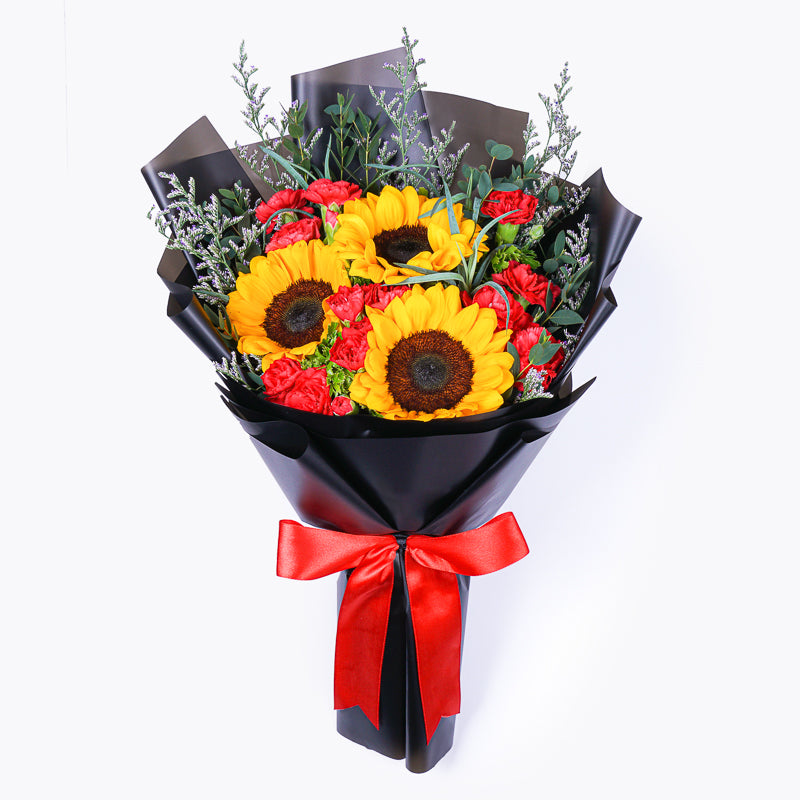 Sunrise | Sunflower Red Berries & Baby's Breath Arrangement | Flower ...
